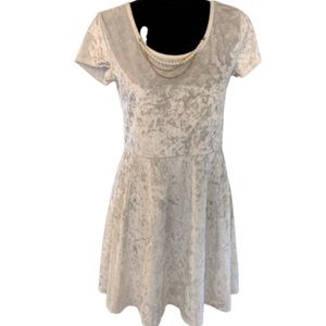 Marci | Dresses | Marci White Velvet Crewneck Necklace Flare Dress ...